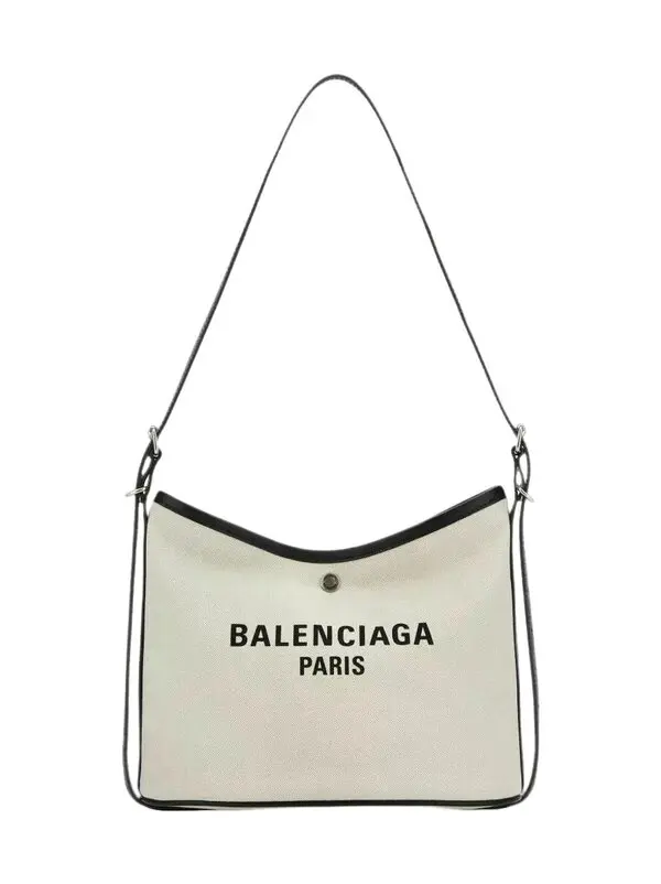 Balenciaga Biarri Logo-plaque Canvas Shoulder Bag - Neutrals