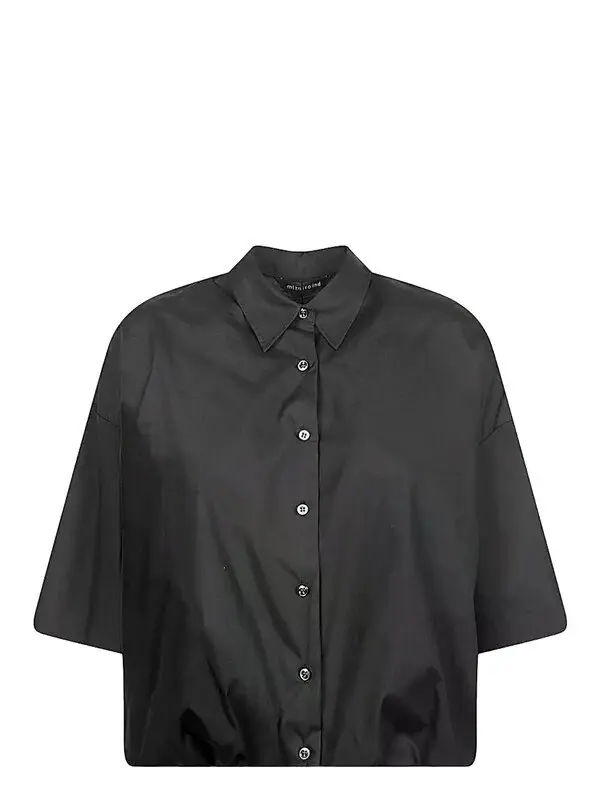 Mizuiro Ind Balloon-silhouette Gathered Shirt - Black