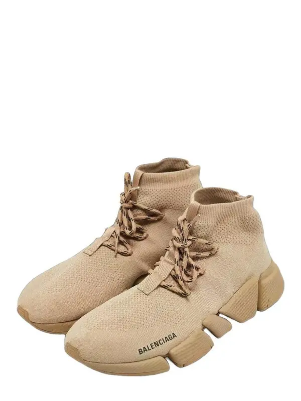 Balenciaga Beige Knit Speed Lace-up Sneakers - Neutrals