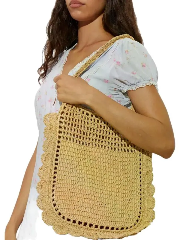 Ulla Johnson Marina Ruffled Raffia Shoulder Bag - Neutrals