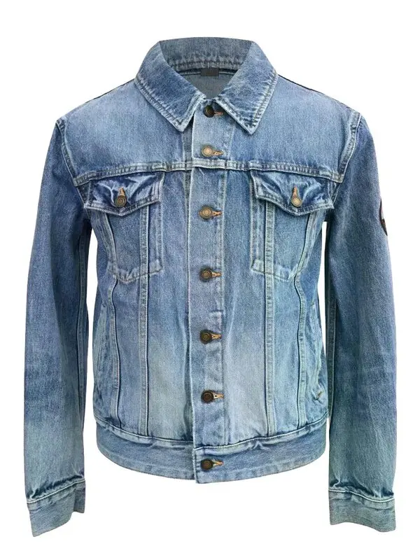 Saint Laurent Washed Distressed Denim Jacket - Blue
