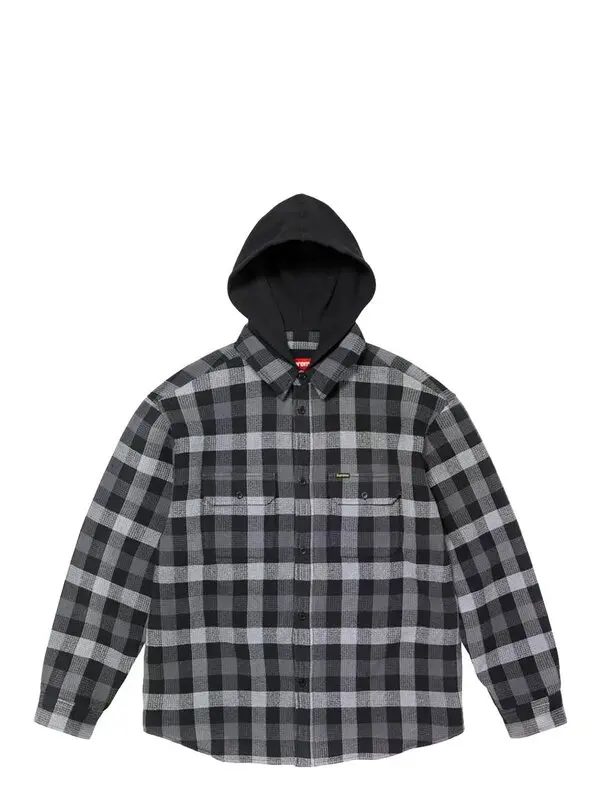Supreme Plaid Waffle Hooded Jacket - Grey