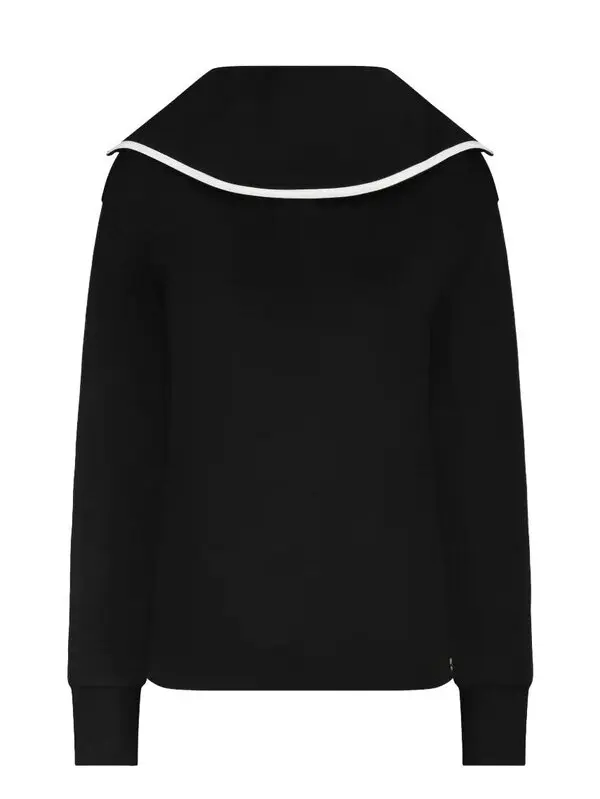 HOUSE OF GRAVITY Contrast-trim High-neck Sweatshirt - Black