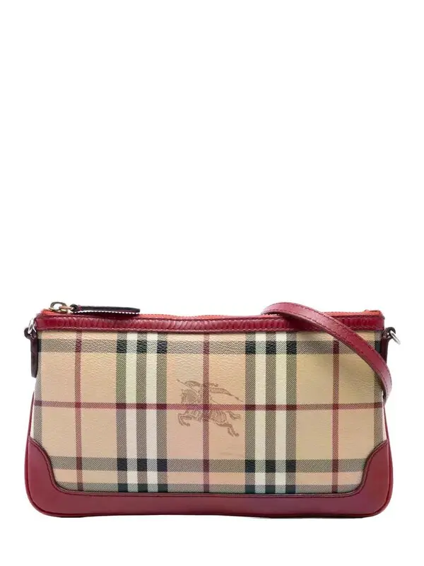 Burberry Haymarket Check Coated Canvas Peyton Cross Body Bag - Red