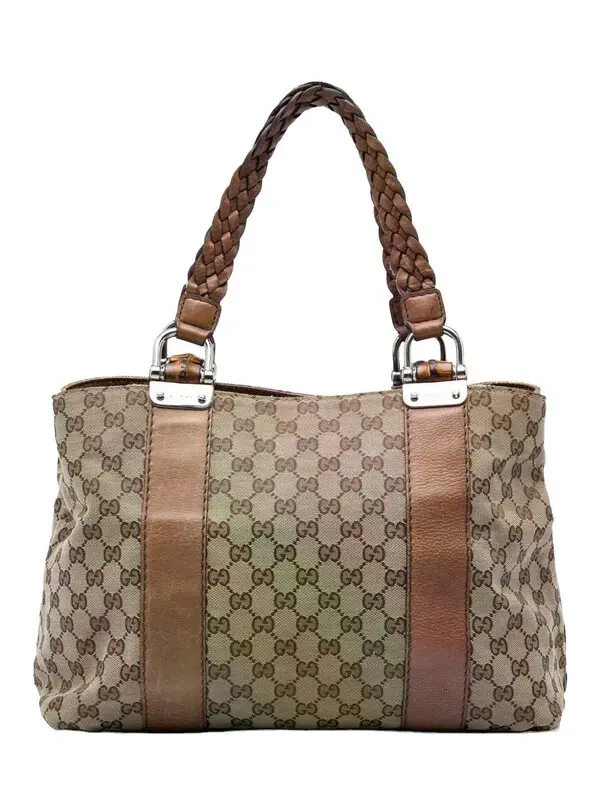 Gucci Gg Canvas Bamboo Libeccio Tote Bag - Neutrals