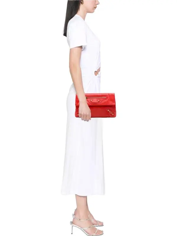 Balenciaga Lambskin Motocross Giant 12 Envelope Clutch Bag - Red