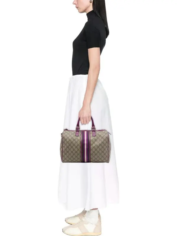 Gucci Gg Supreme Joy Web Boston Bag - Neutrals