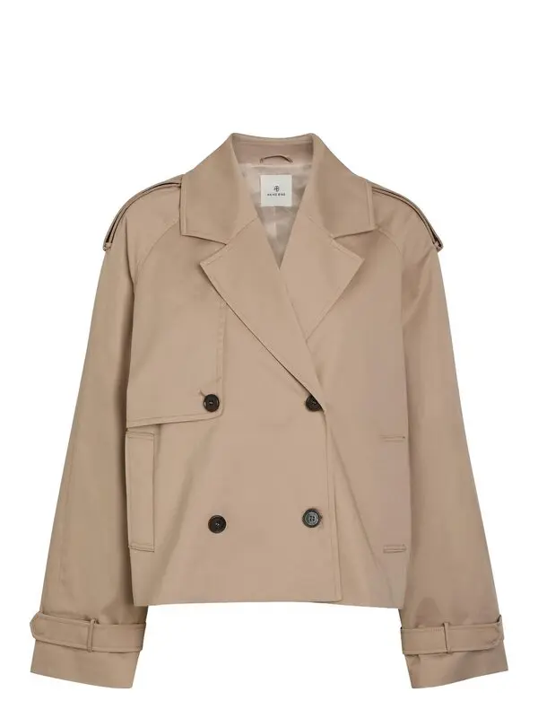 ANINE BING Rickie Cropped Stretch-cotton Trench - Beige