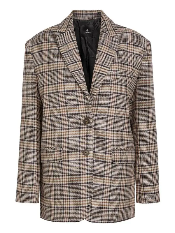 ANINE BING Quinn Checked Oversized Blazer - Multicoloured