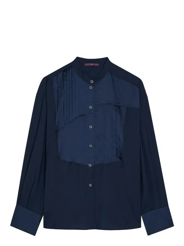 High Gizmo Panelled Satin-crepe Blouse - Navy