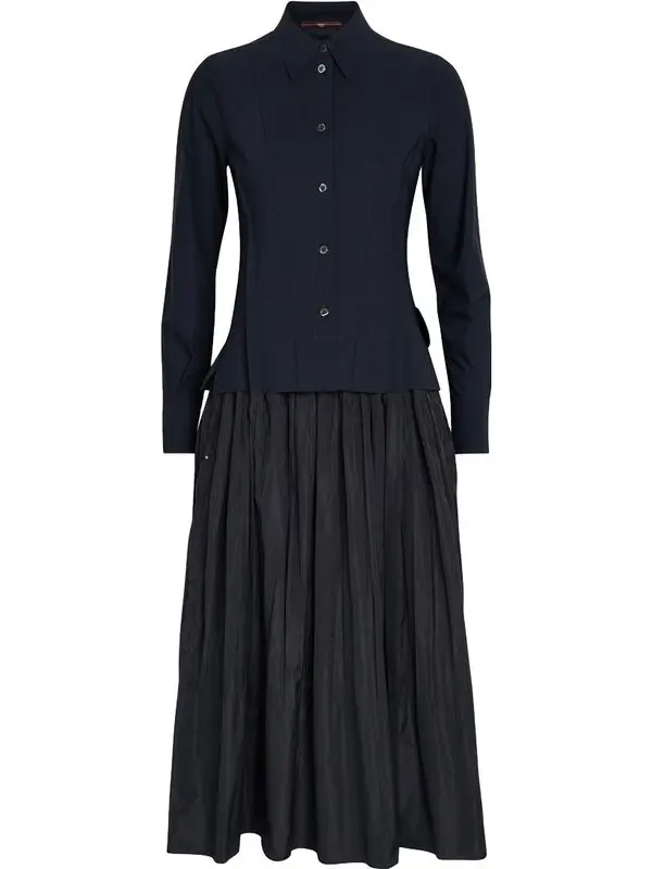 High Stretch-nylon Midi Shirt Dress - Navy