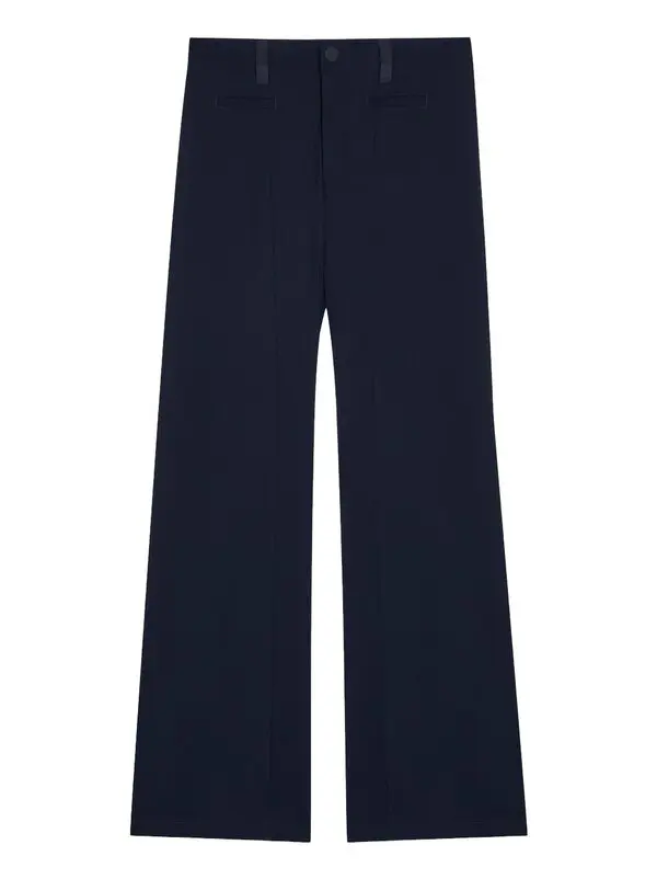 High Wide-leg Stretch-jersey Trousers - Navy