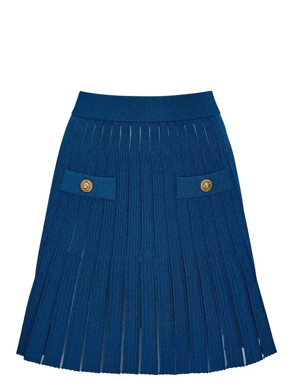 Balmain Ribbed Fine-knit Mini Skirt - Blue