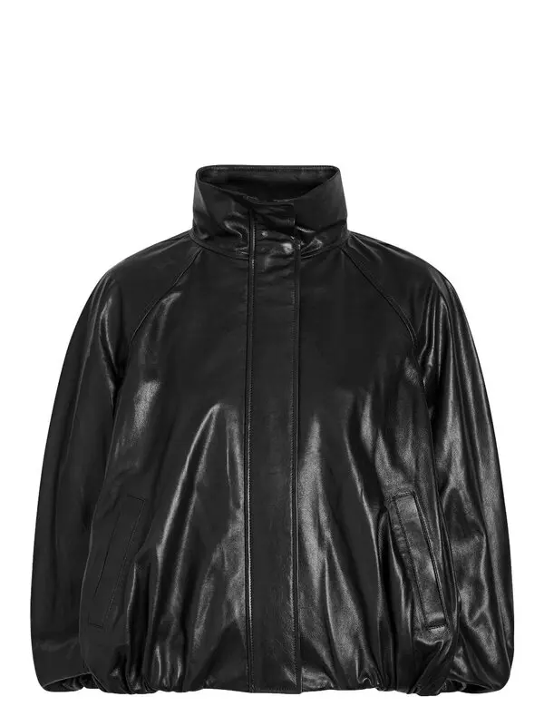 Simkhai Jada Leather Cape Jacket - Black