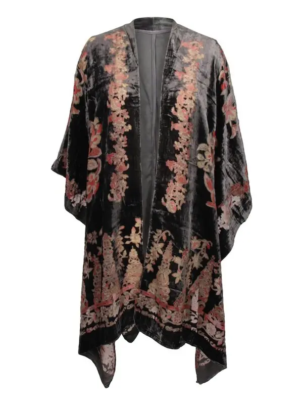 Saachi Floral Velvet Ruana - Grey