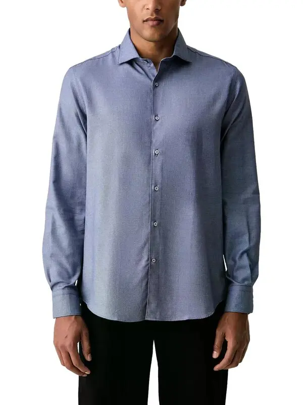 Paul & Shark Micro-patterned Long-sleeved Shirt - Blue