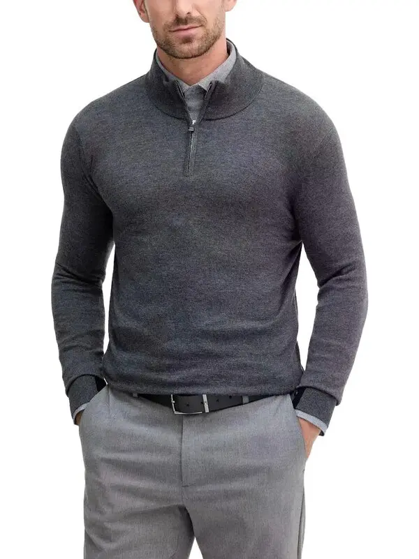 MOS MOSH Quarter-zip Knitted Sweater - Grey