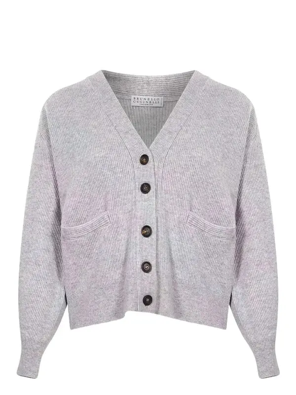 Brunello Cucinelli Ribbed-knit V-neck Cardigan - Grey