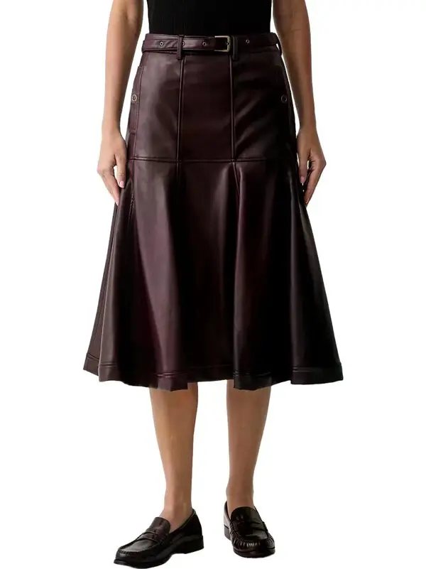 SILVIAN HEACH Belted Panelled Skirt - Brown