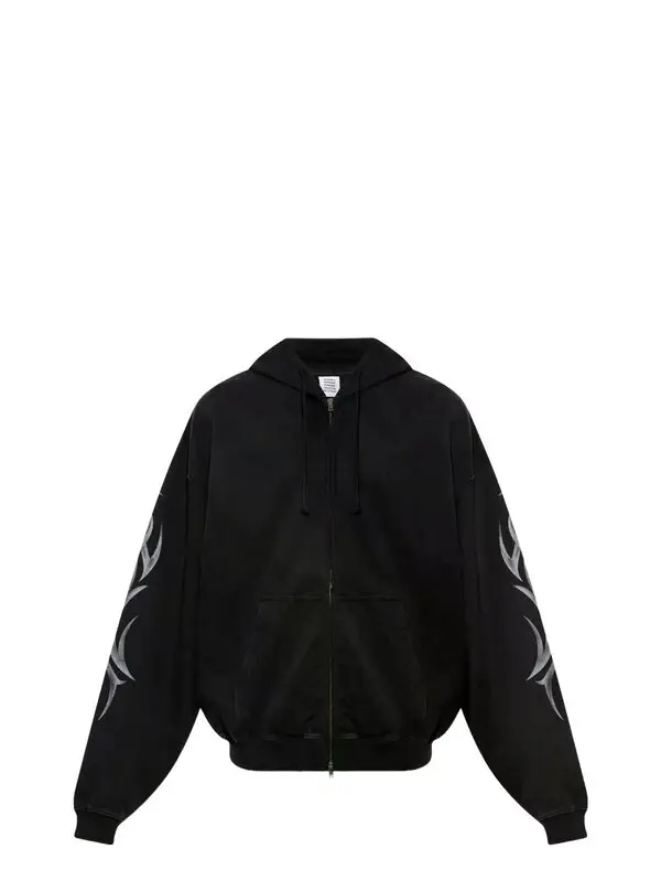 Vetements Tribal-print Zip-up Hoodie - Black