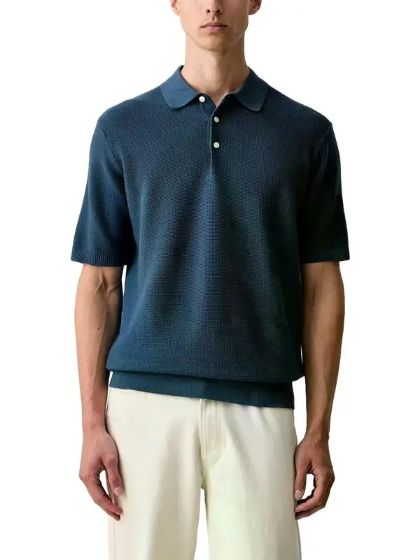 Scotch & Soda Waffle-knit Short-sleeve Polo Shirt - Blue