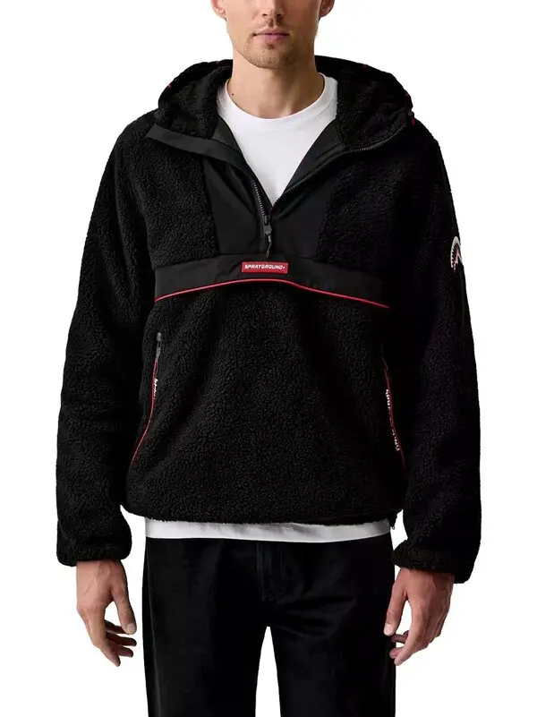 SPRAYGROUND Teddybear Fleece Panelled Hoodie - Black