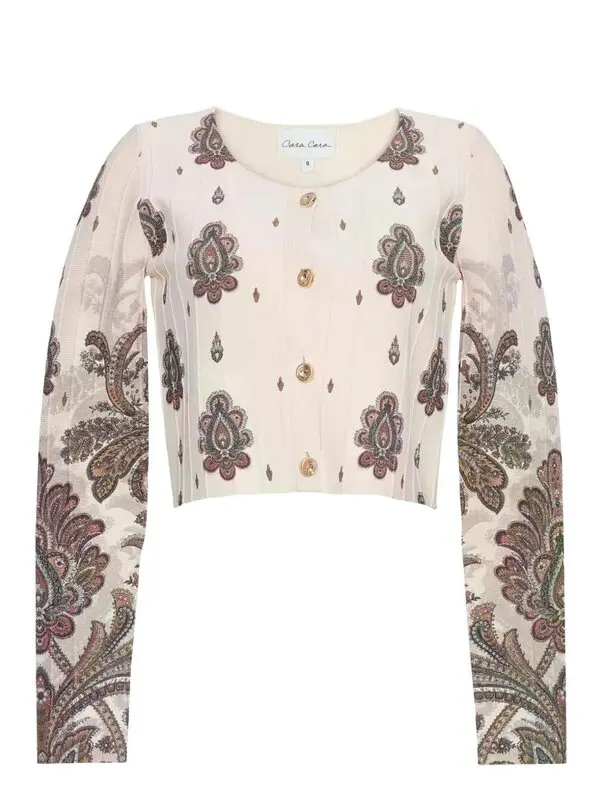Cara Cara Rose Paisley-print Cardigan - Neutrals