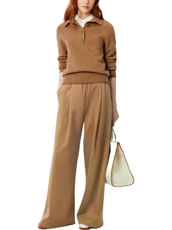 Lacoste Logo-patch Pleated Track Pants - Neutrals