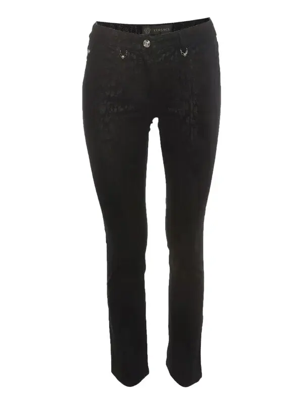 Versace Leopard-print Slim-fit Jeans - Black