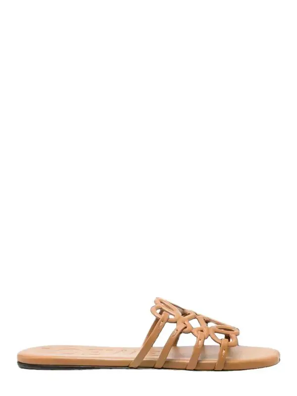 Loewe Petal Anagram Slide Sandals - Brown
