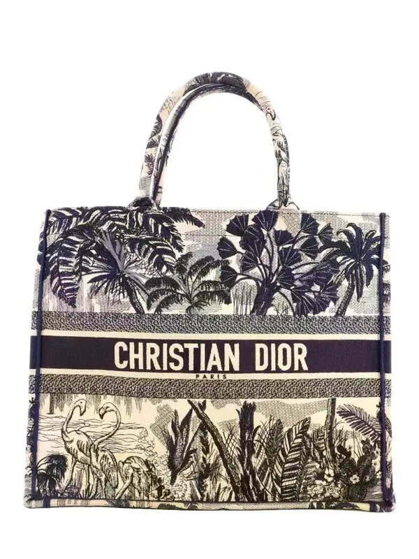 Dior Embroidered Canvas Large Tote Bag - Blue