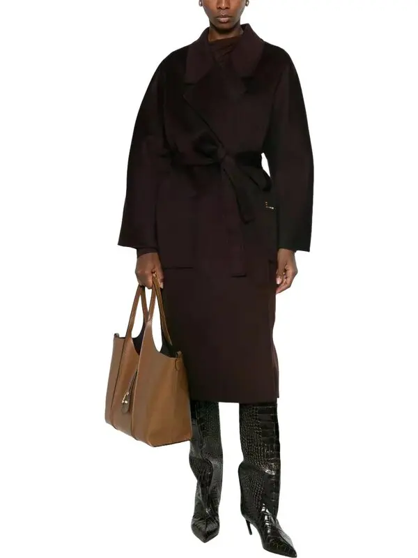 Elisabetta Franchi Belted Logo-plaque Coat - Brown