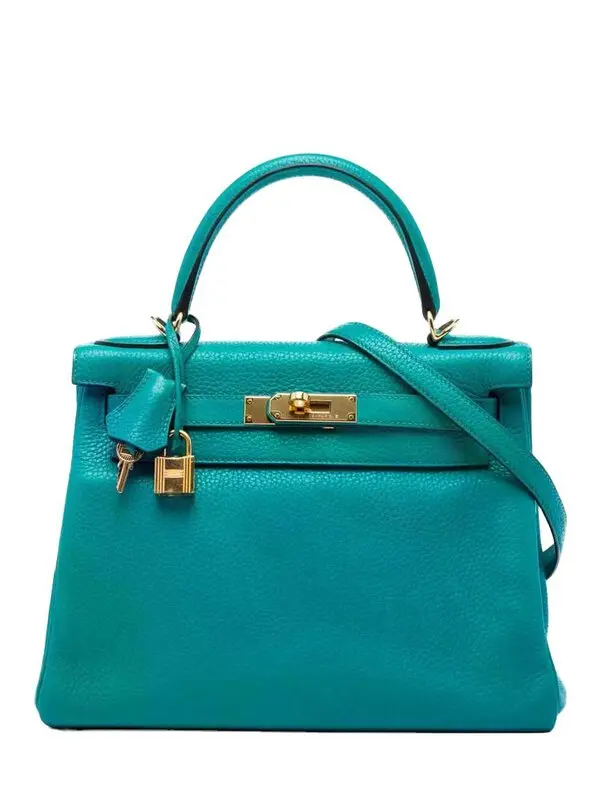 Hermès Clemence Kelly Ii Retourne 28 Satchel - Blue