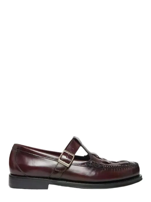 G.H.BASS Weejuns Fisherman Woven Leather Loafers - Red