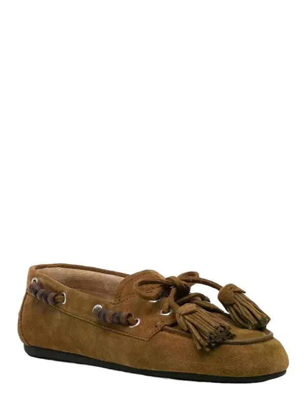 Miu Miu Suede Tassel Loafers - Brown