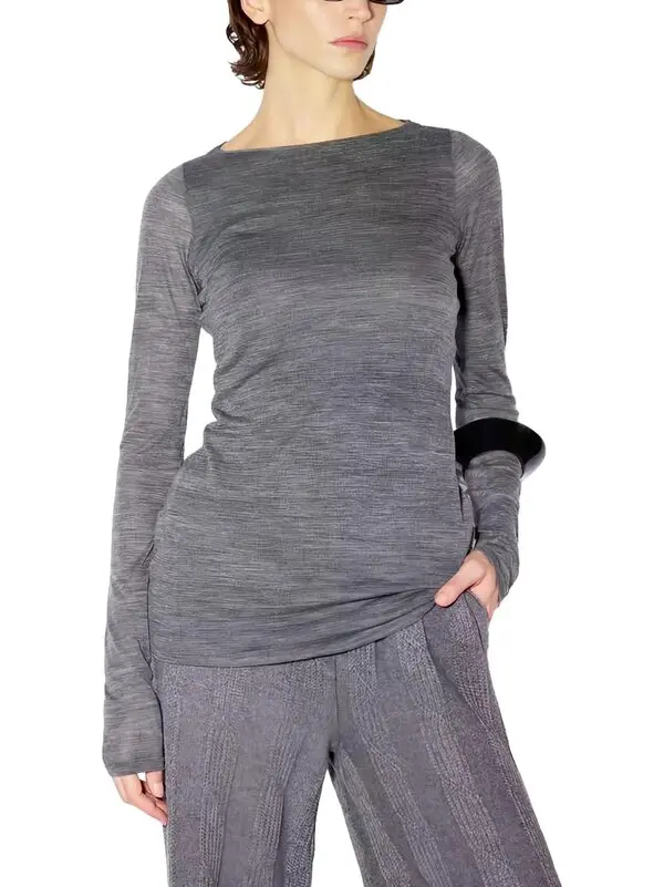 Liviana Conti Long-sleeve Boat-neck T-shirt - Grey