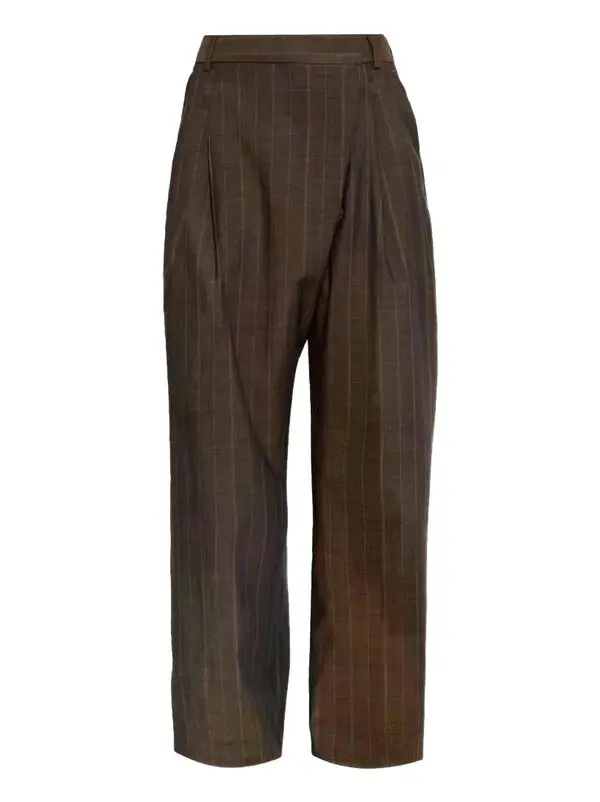 GANNI Trousers In Pinstripe Wool - Brown