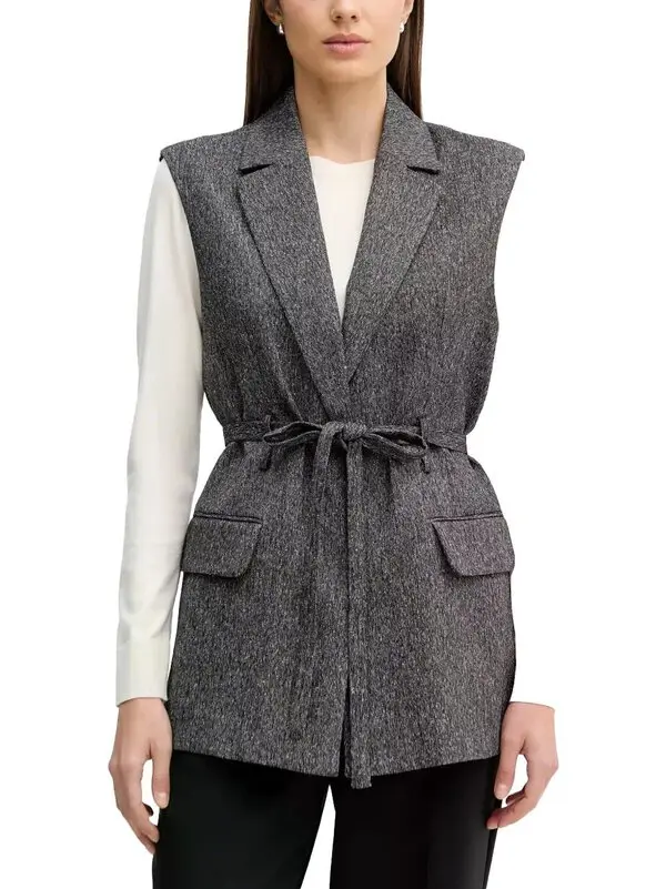 Sisley Herringbone Belted Waistcoat - Grey