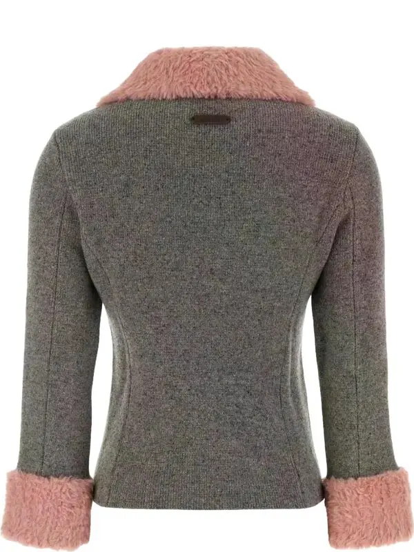 Moschino Faux-fur-trim Knitted Jacket - Grey