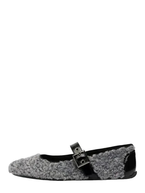 CANDICE COOPER Dafne Brid Teddy Buckle-strap Faux-shearling Ballet Flats - Grey