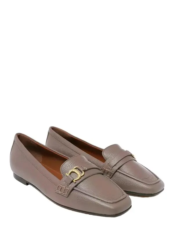 POLLINI Uptown Horsebit Grained Leather Loafers - Grey