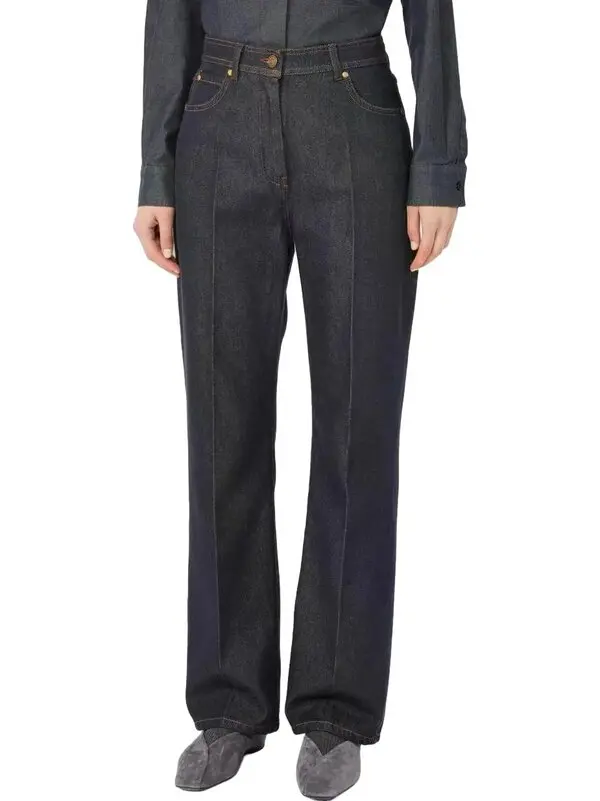 Max Mara Denim-look Cotton Barrel-leg Trousers - Blue