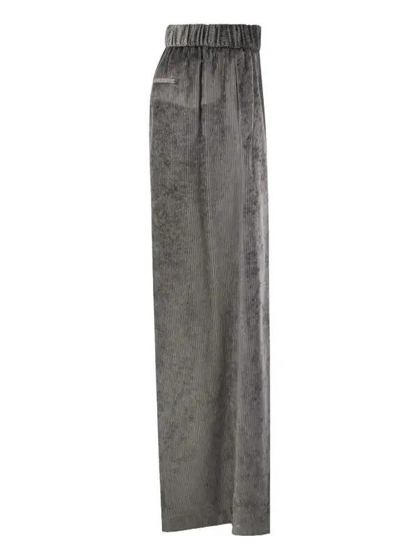 Peserico Corded-velvet Palazzo Pants - Grey