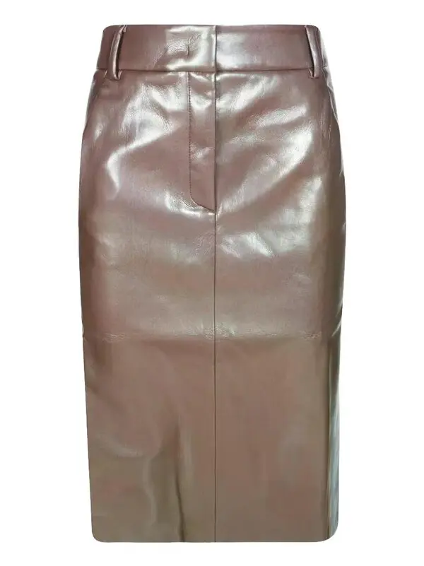 Andamane Faux-leather Pencil Skirt - Brown