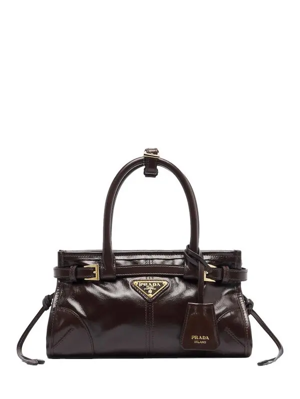 Prada Bonnie Mini Leather Top-handle Bag - Brown