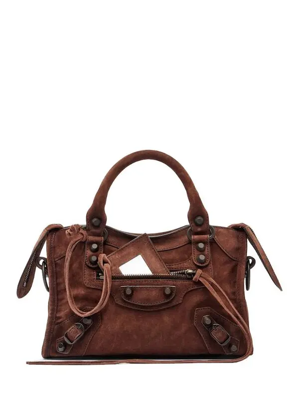 Balenciaga Le City Mini Suede Top-handle Bag - Brown