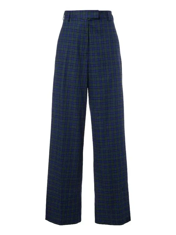 Dries Van Noten Plaid Cotton Flannel Wide-leg Trousers - Multicoloured