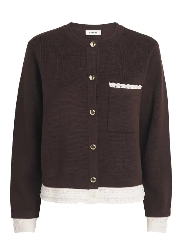 Sandro Lace-detail Cardigan - Brown