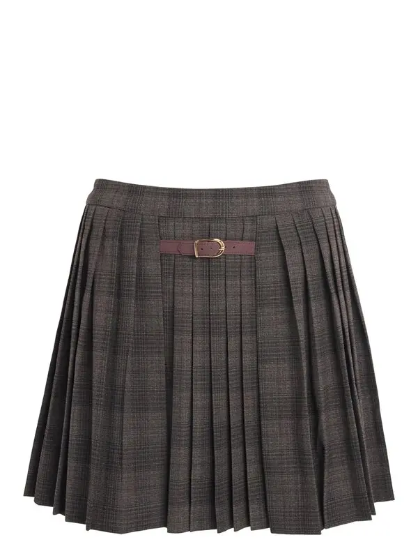 Sandro Checked Pleated Mini Skirt - Black