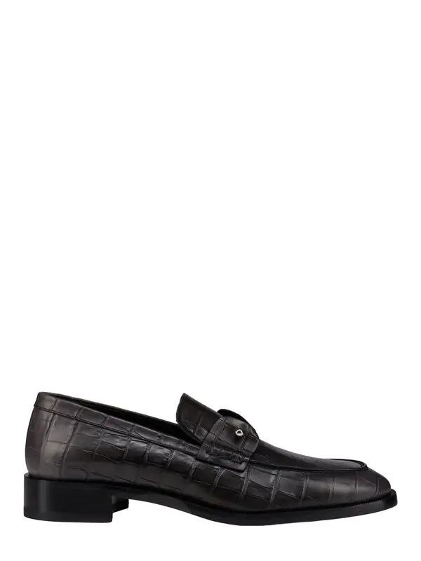 CHRISTIAN LOUBOUTIN Chambelimoc Leather Loafers - Grey